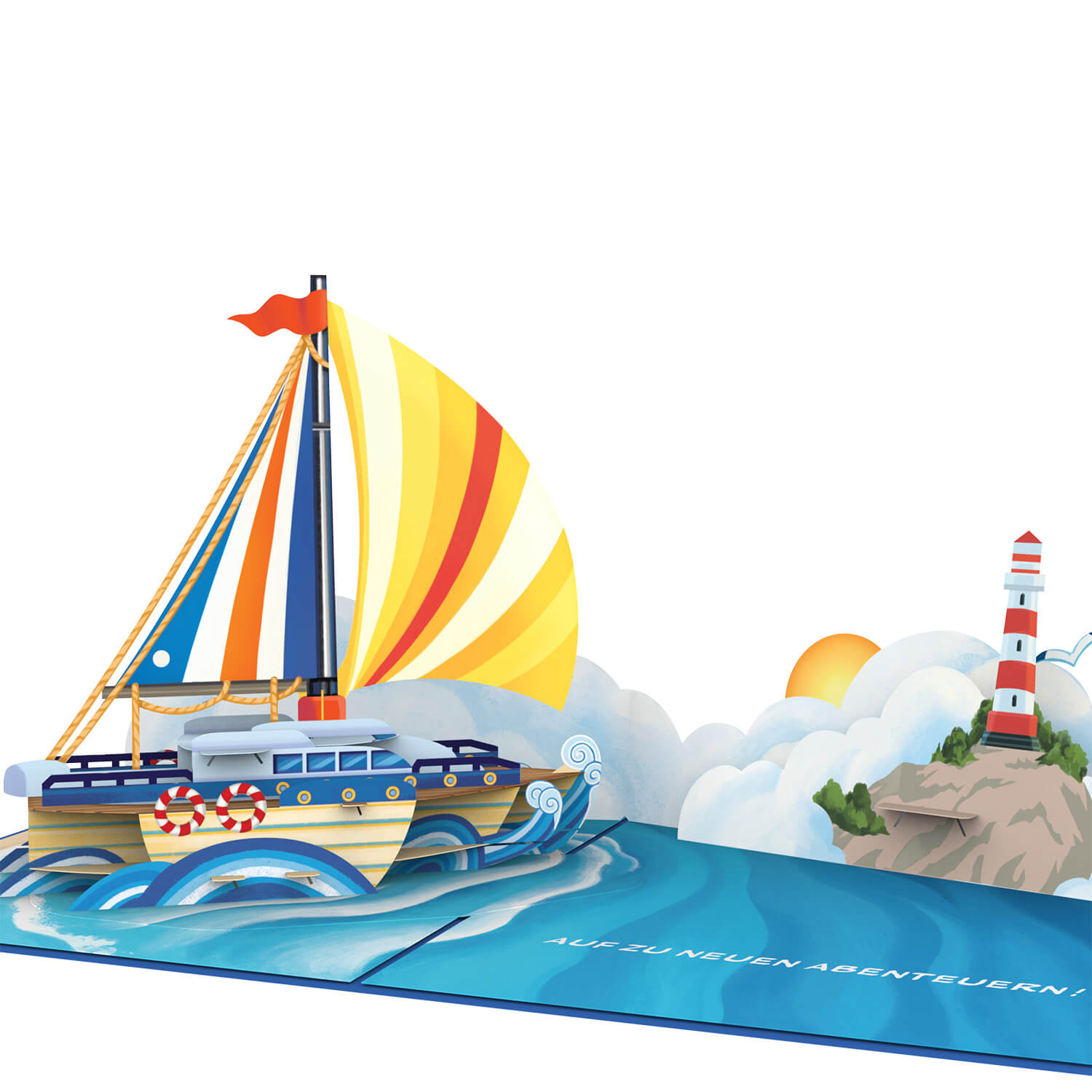 Auf zu neuen Abenteuern Segelschiff Pop-Up Karte | papercrush